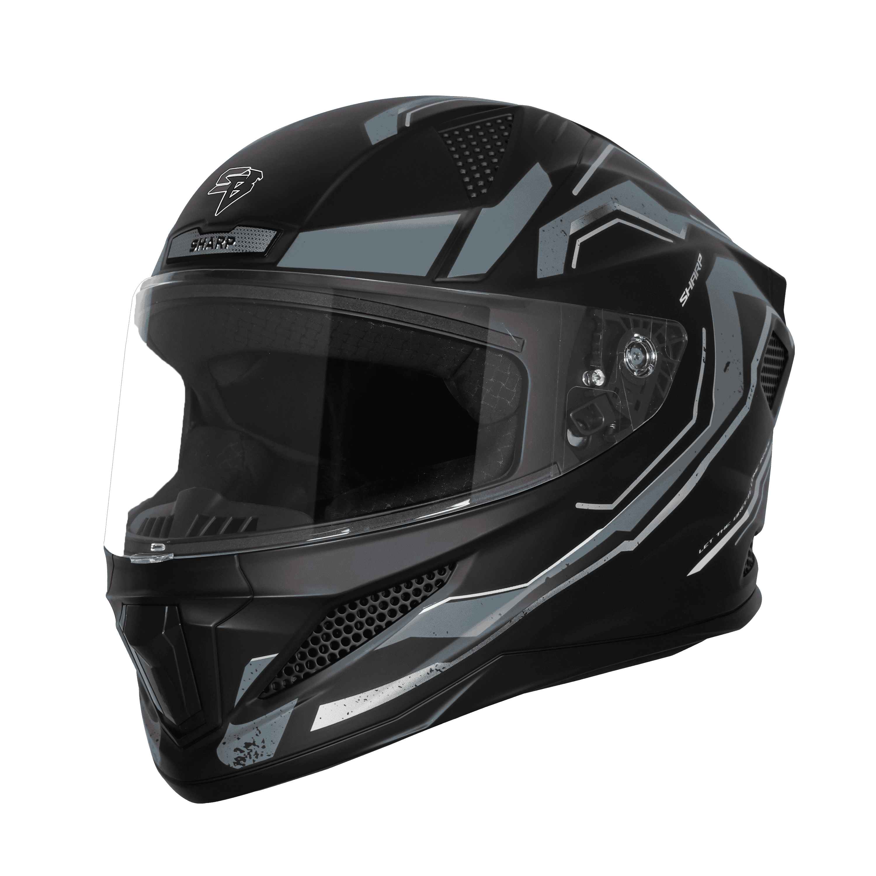 STEELBIRD Sbh 25 Sharp Spirit Matt Black Grey Full Face Helmet ...